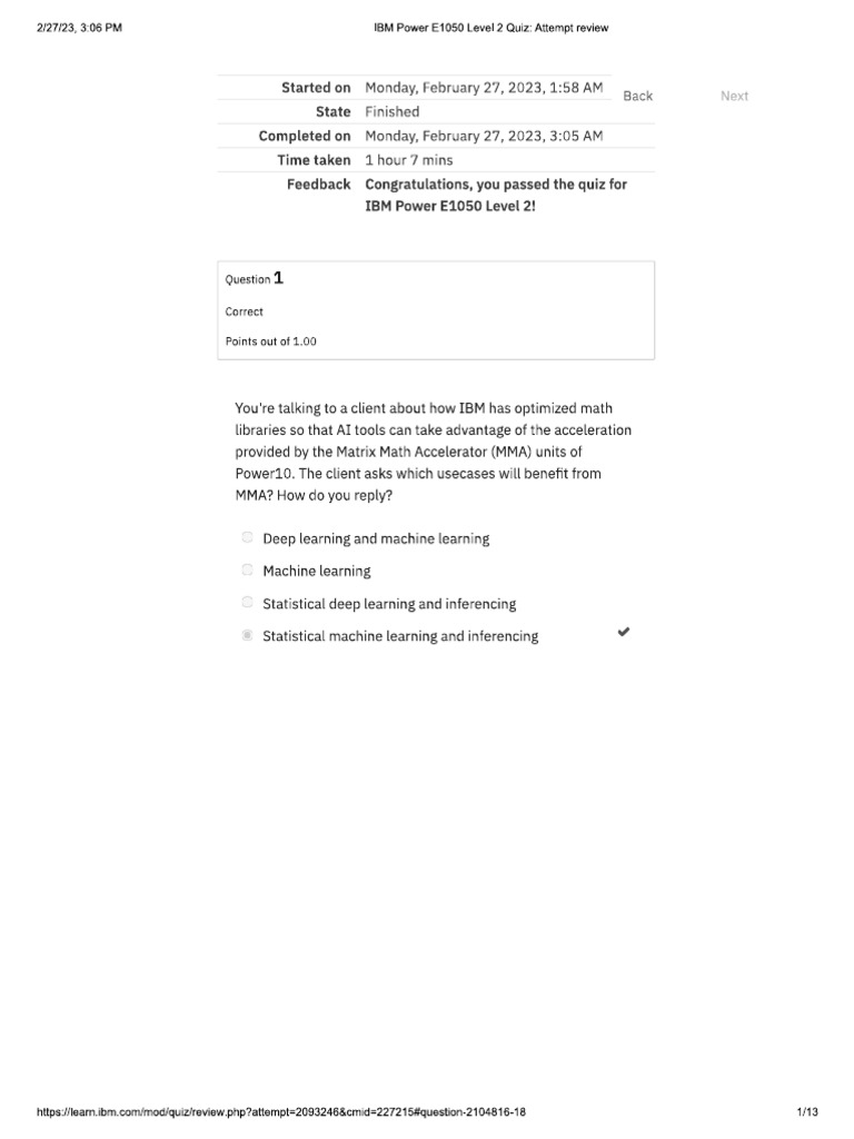 IBM Power E1050 L2 - Quiz | PDF