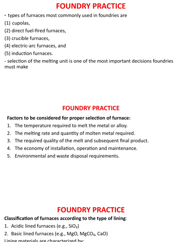 Foundry Practice Pdf Casting Metalworking Electromagnetic Induction