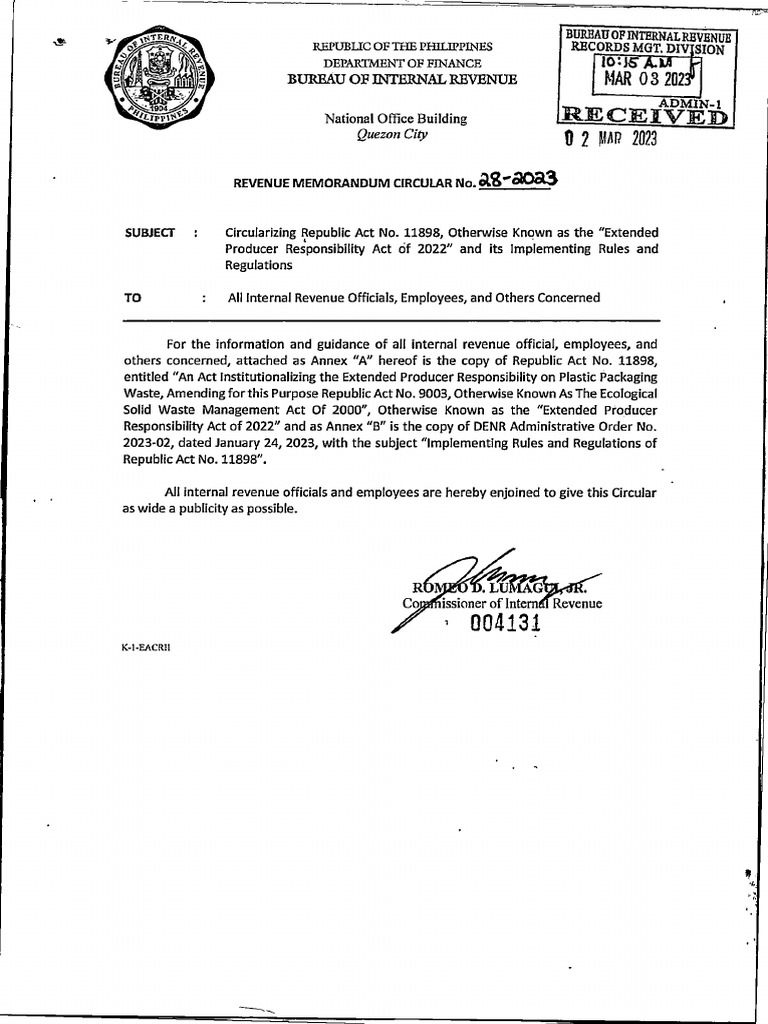 RMC No. 28-2023 | PDF