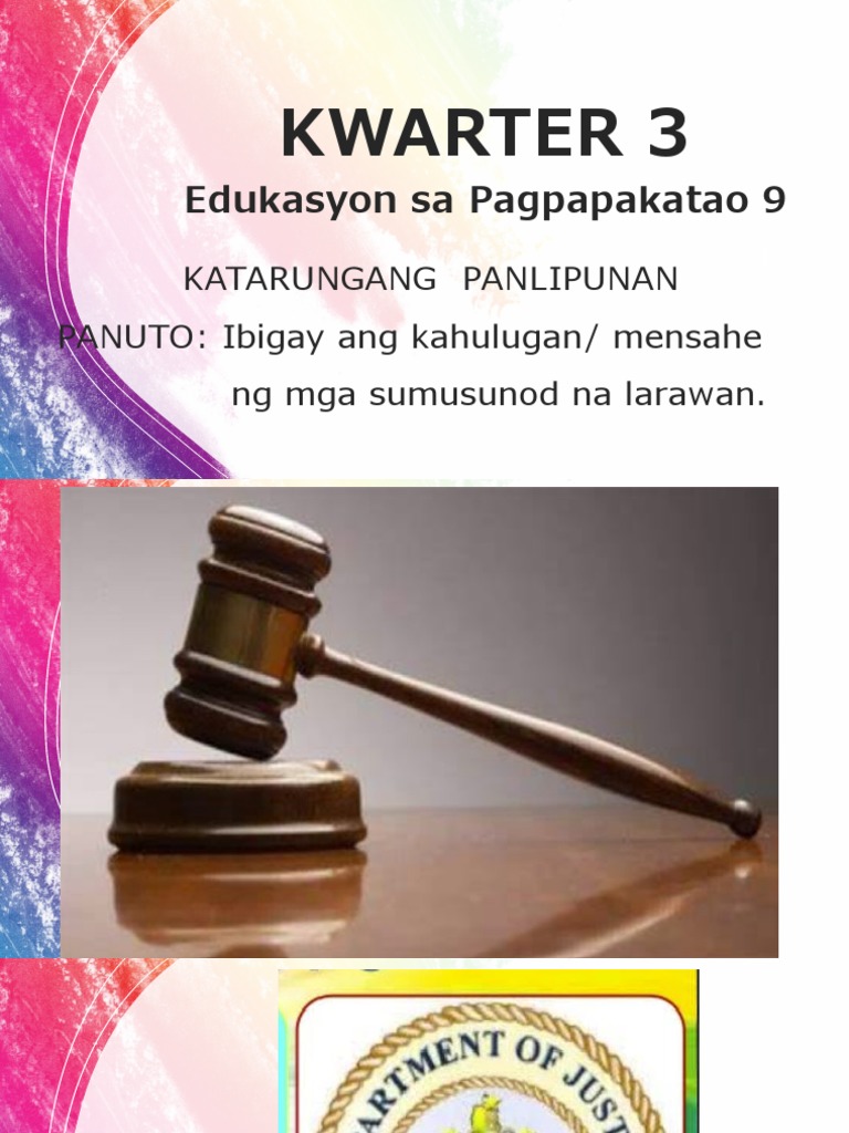 Q3 EsP 9 - KATARUNGANG PANLIPUNAN Day 1 ASYNCHRONOUS | PDF