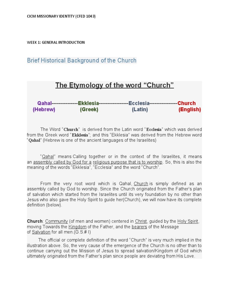 Cfed 1043 Week 1 and 2 | PDF | Christian Church | Jesus