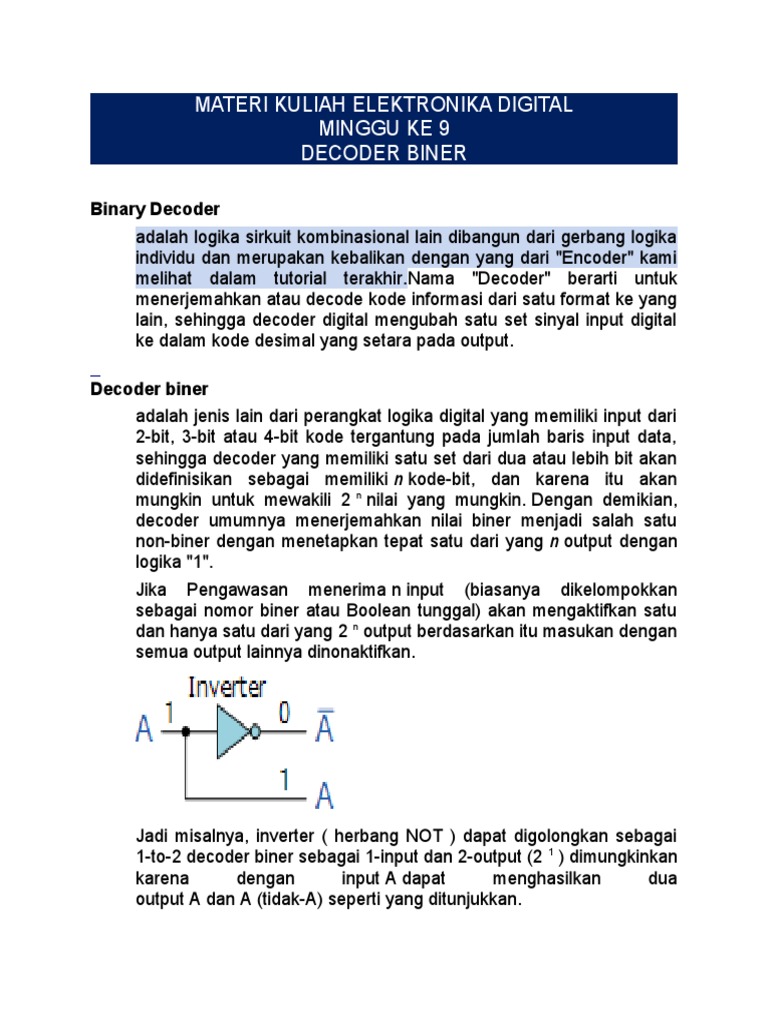9a. PBL Monggu 9 Decoder | PDF | Komputer