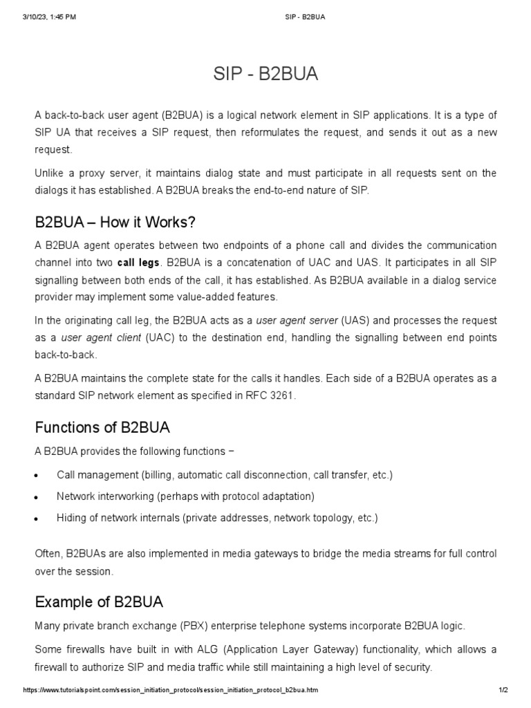 Sip - B2bua | PDF