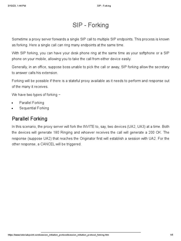 SIP - Forking | Download Free PDF | Session Initiation Protocol | Computer Science