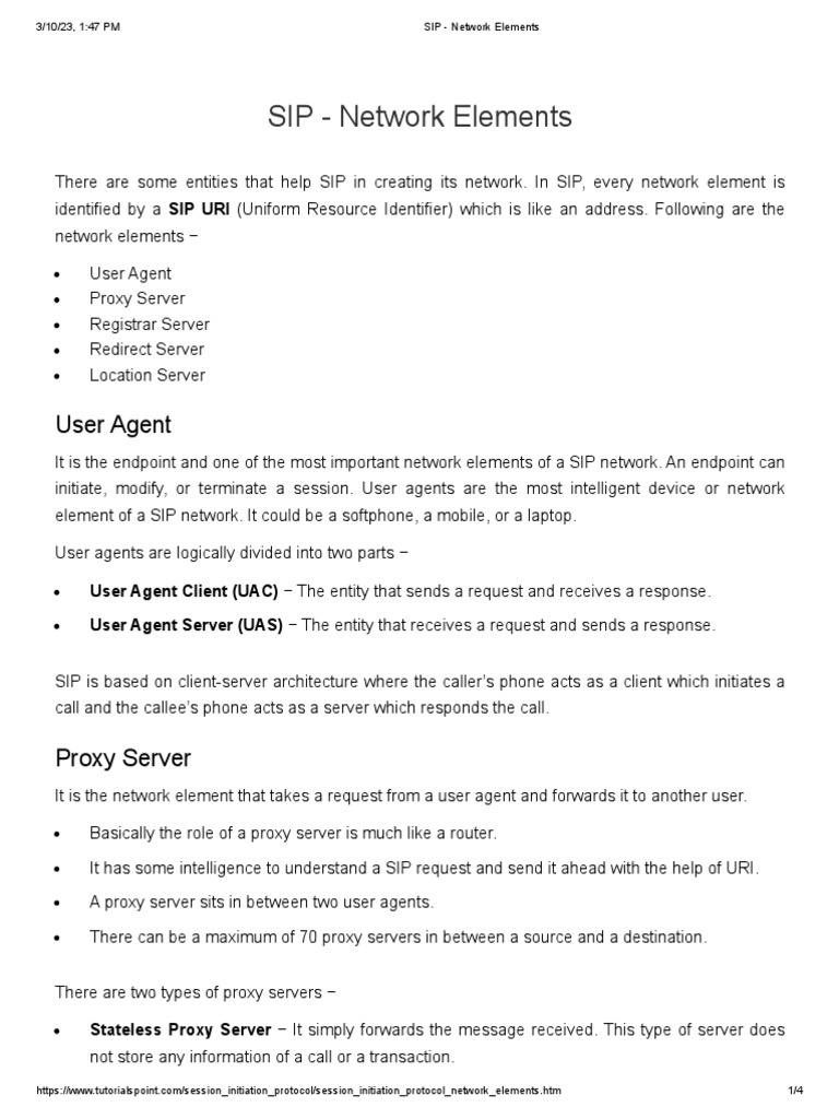 SIP - Network Elements | PDF | Session Initiation Protocol | Data ...