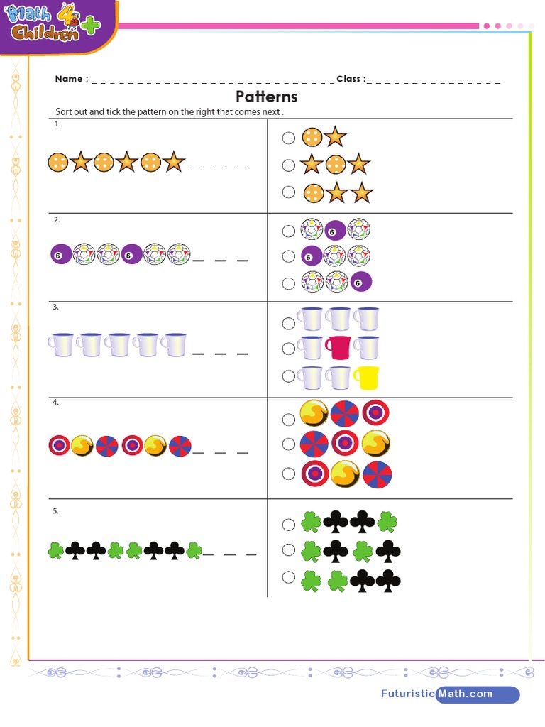 Growing Patterns Worksheet for Grade 1 | PDF