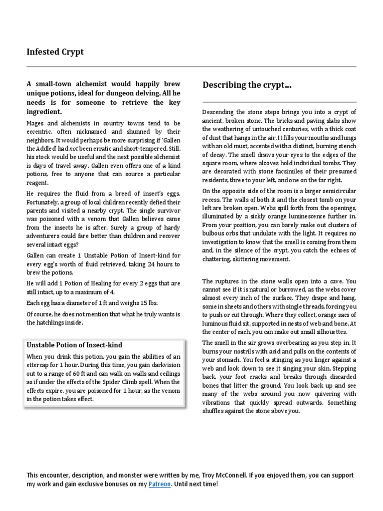 Infested Crypt - Encounter | PDF