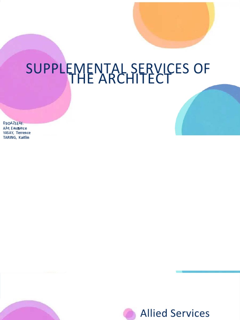 PDF Group No1 Supplemental Services of The Architect | PDF | Urban Planning