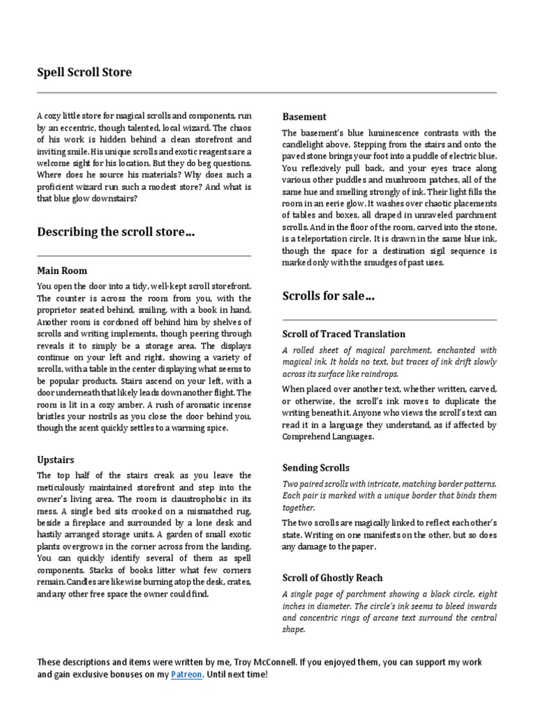 The Spell Scroll Store | PDF