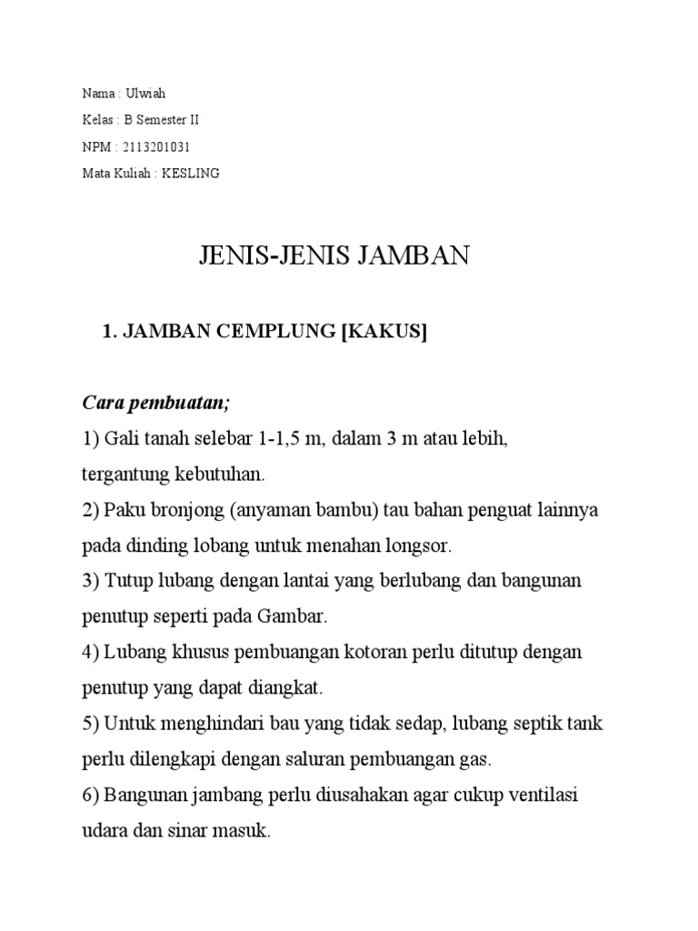 Jenis-Jenis Jamban dan Cara Pembuatannya | PDF