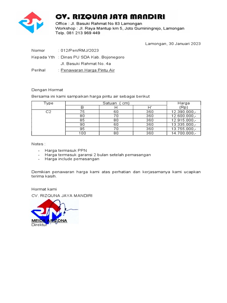 Daftar Harga Pintu Type C2 | PDF | Bisnis | Teknologi & Rekayasa