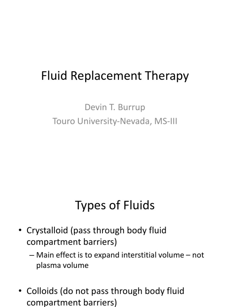 Fluid Replacement Therapy | PDF