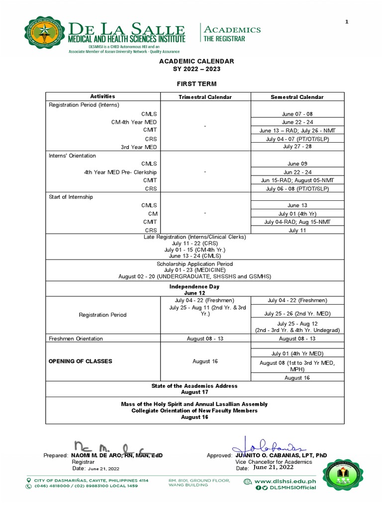 Academic Calendar AY 2022-2023 - College PDF | PDF | Academia ...
