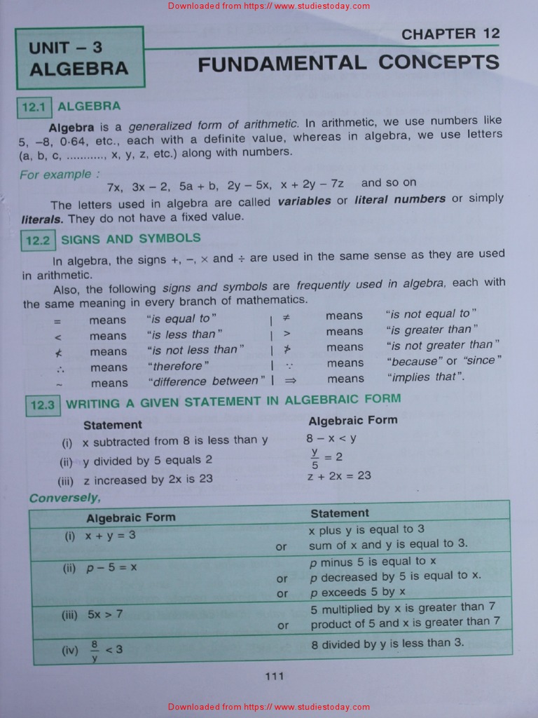 ICSE Class 6 Maths Chapter 12 Fundamental Concepts PDF | PDF