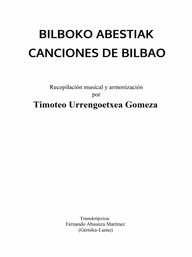 Bilboko Abestiak - Canciones de Bilbao | PDF