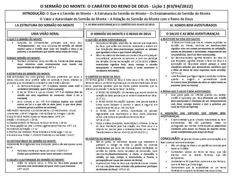 O Sermão Do Monte O Caráter Do Reino De Deus 15 Pdf Pdf Sermão No