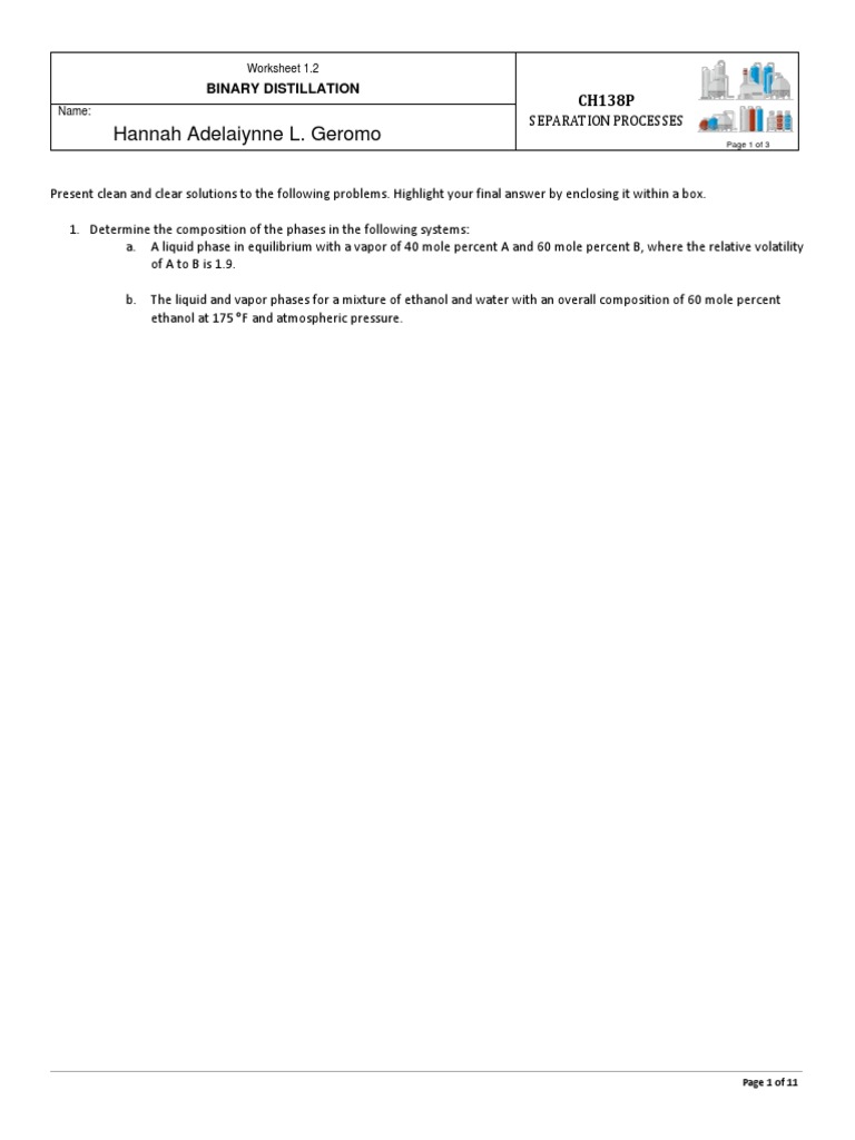 CH138P WS 1.2 Geromo HAL | PDF | Distillation | Ethanol