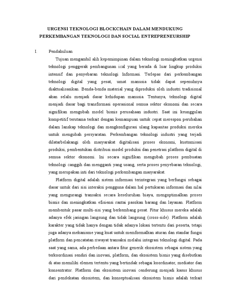 Urgensi Teknologi Blockchain Dalam Mendukung Perkembangan Teknologi Dan ...