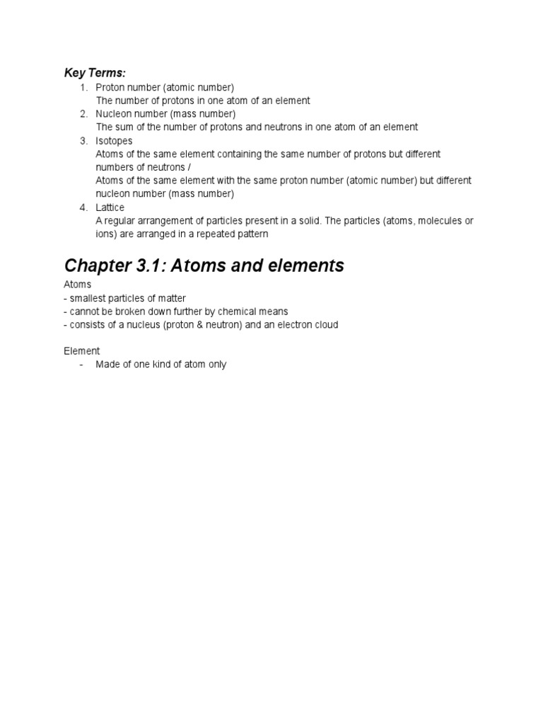 Chapter 3 - Atoms and Elements | PDF | Atoms | Proton