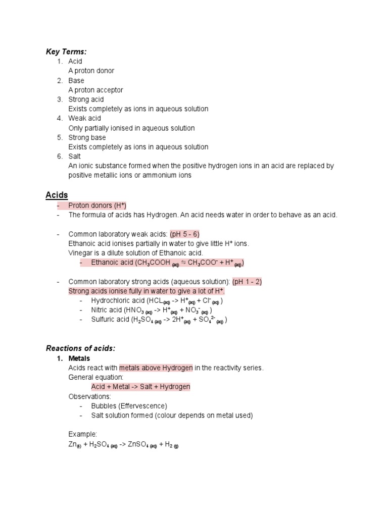 Chapter 11 - Acids, Bases, and Salts PDF | PDF | Acid | Salt (Chemistry)
