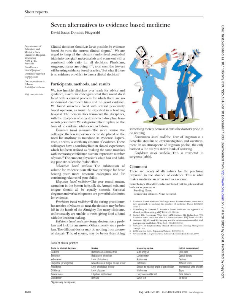 Seven Alternatives To Evidence Based Medicine | PDF | Evidence Based ... Seven Alternatives To Evidence Based Medicine | PDF | Evidence Based ...