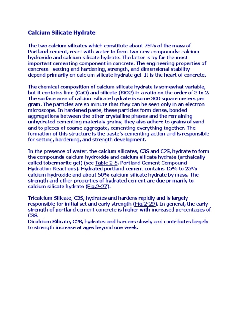 Calcium Silicate Hydrate | PDF