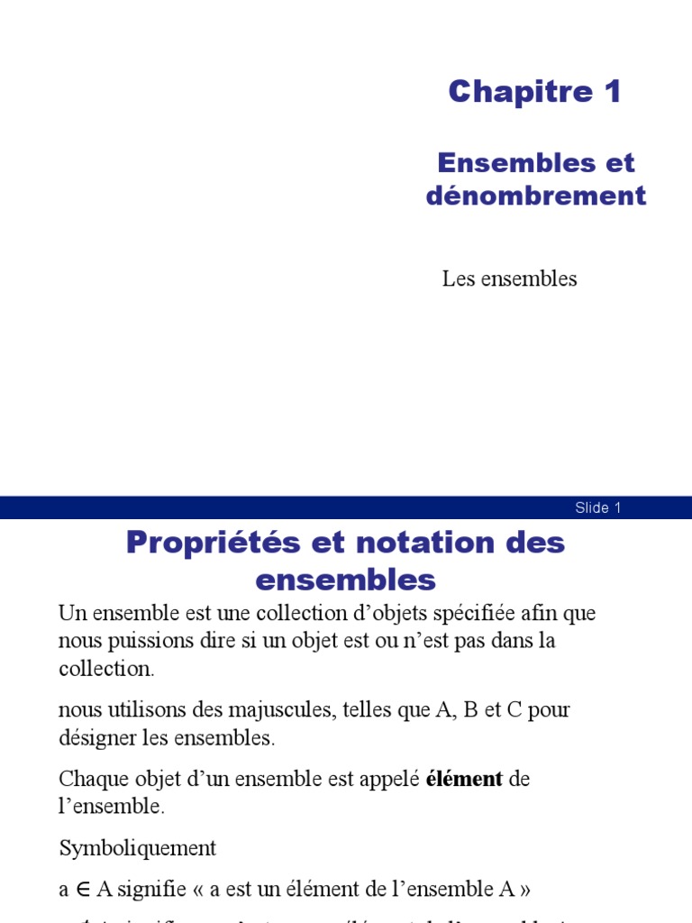 Chapitre 1: Ensembles Et Dénombrement | PDF | Ensemble (Mathématiques ...