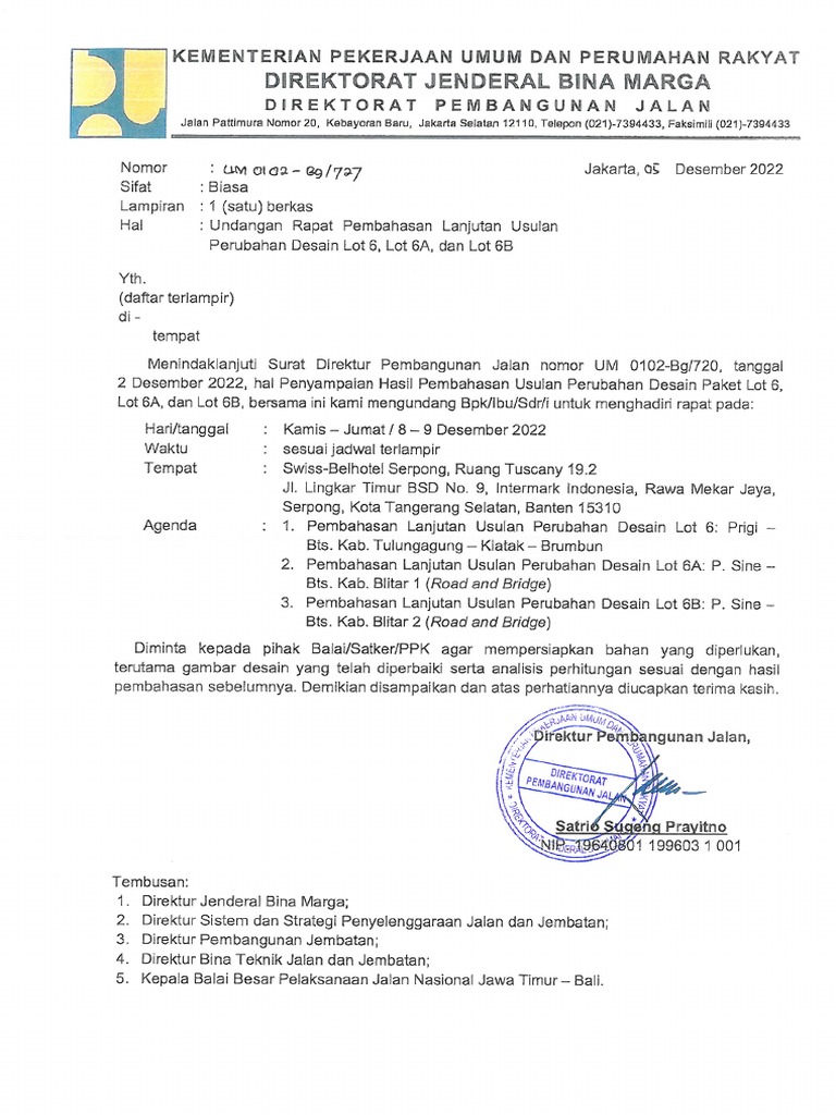 727 - Surat Und Pembahasan Lanjutan Justek Lot 6, Lot 6A, Lot 6B Cap | PDF