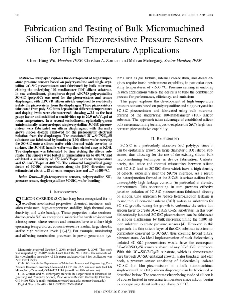 Ref1 - Fabrication and Testing of Bulk Micromachined | PDF | Chemical ...
