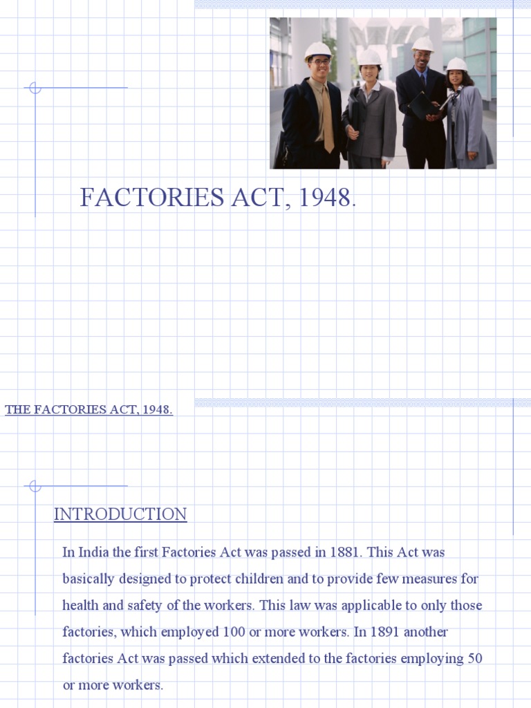 The Factories Act 1948 | PDF | Factory | Overtime