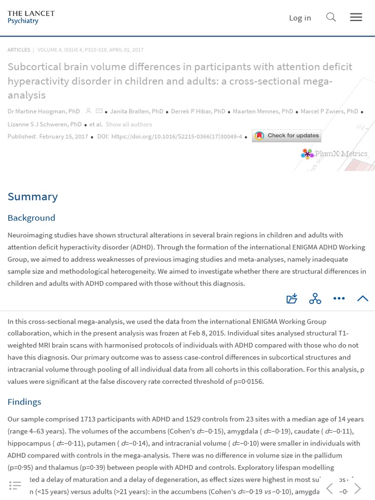Subcortical Brain Volume Differences in Participants With Attention Deficit Hyperactivity ...