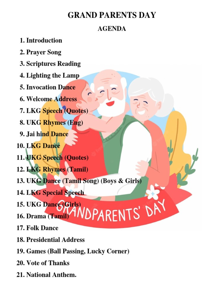 Grandparents Day Celebration Agenda | PDF | Language Arts & Discipline