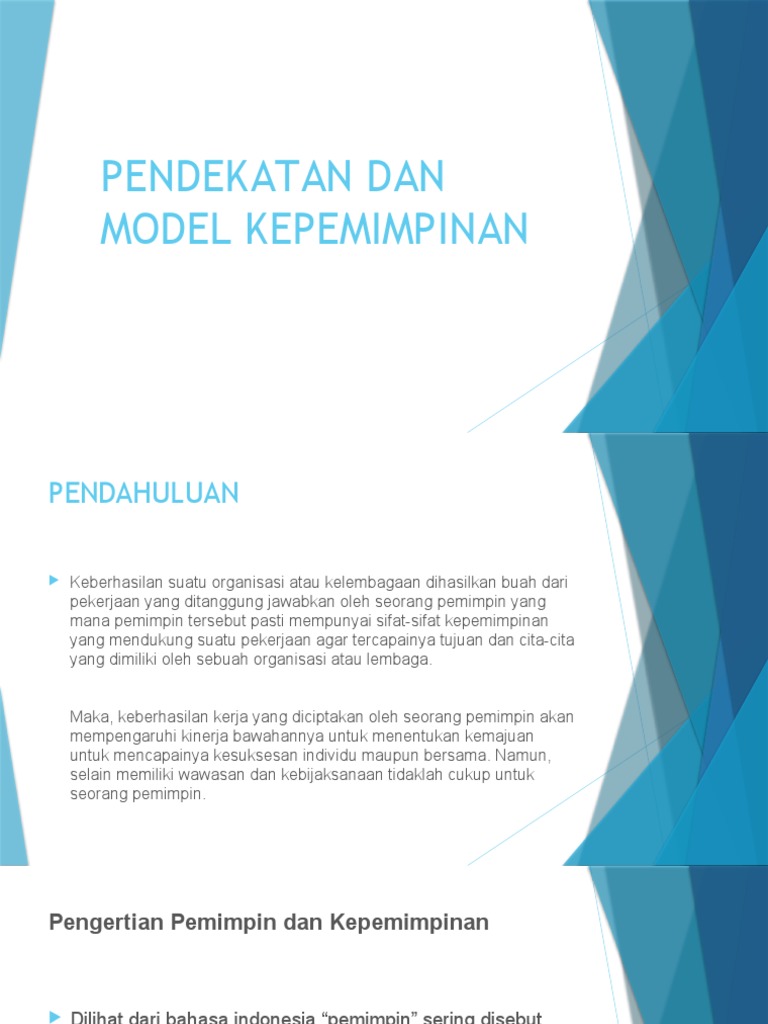 Pendekatan Dan Model Kepemimpinan | PDF