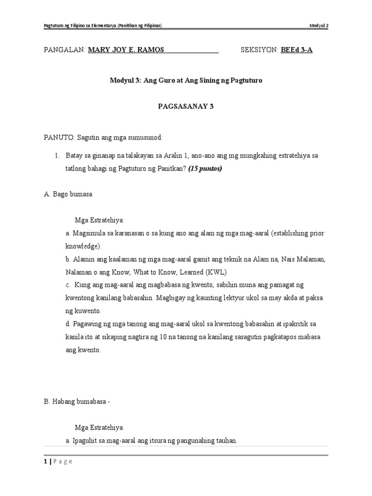 Pagsasanay 3 | PDF