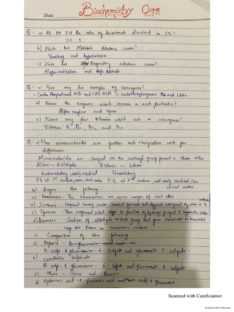 Biochem Solved OSPE PDF | PDF