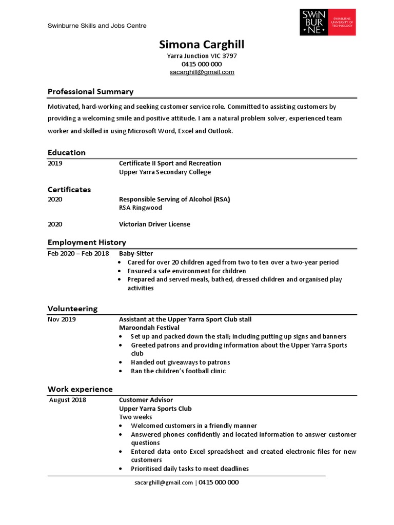 My First Resume Completed | PDF