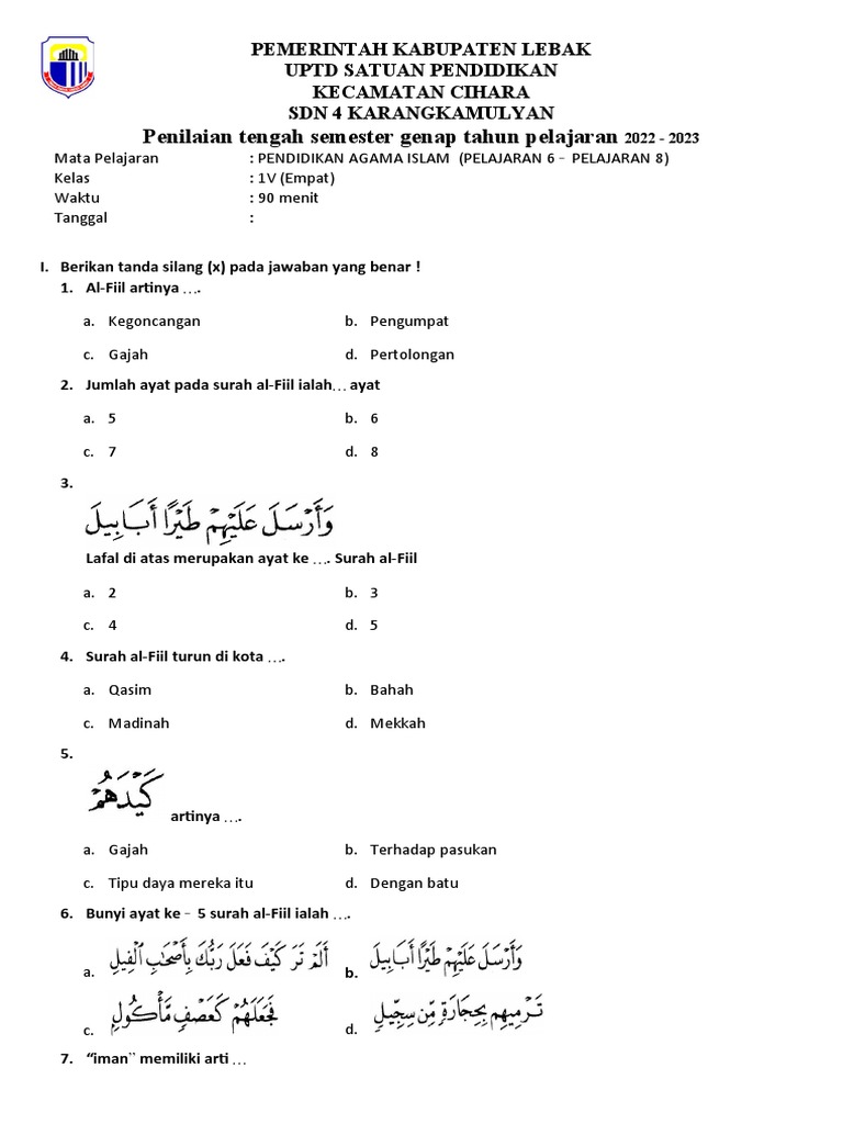 Soal2 PTS Pai KLS 4-S2 | PDF