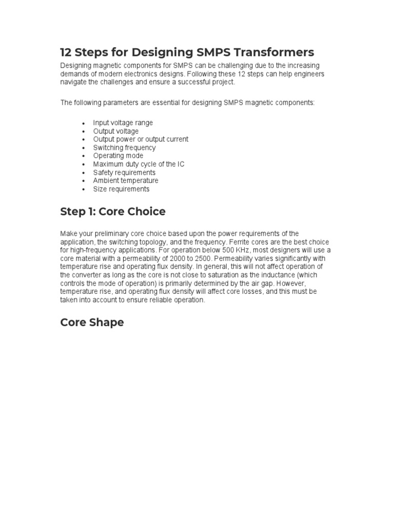 A Step-by-Step Guide to Designing SMPS Transformers: 12 Key Steps for Engineers to Navigate ...