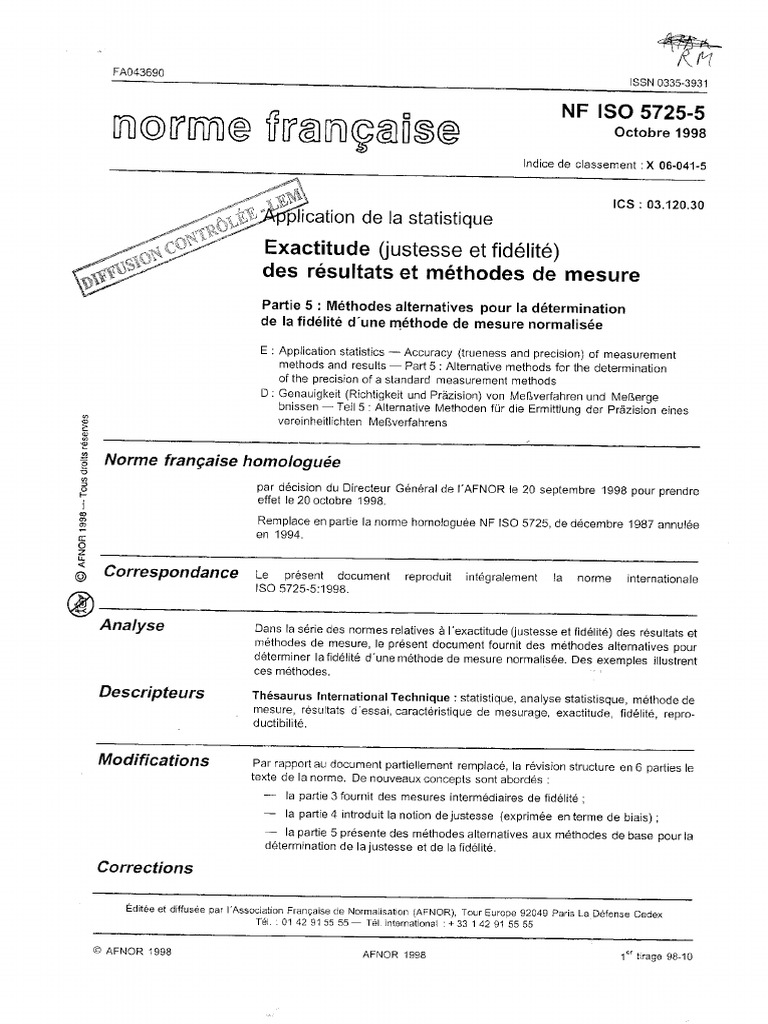 NF Iso 5725-5 | PDF