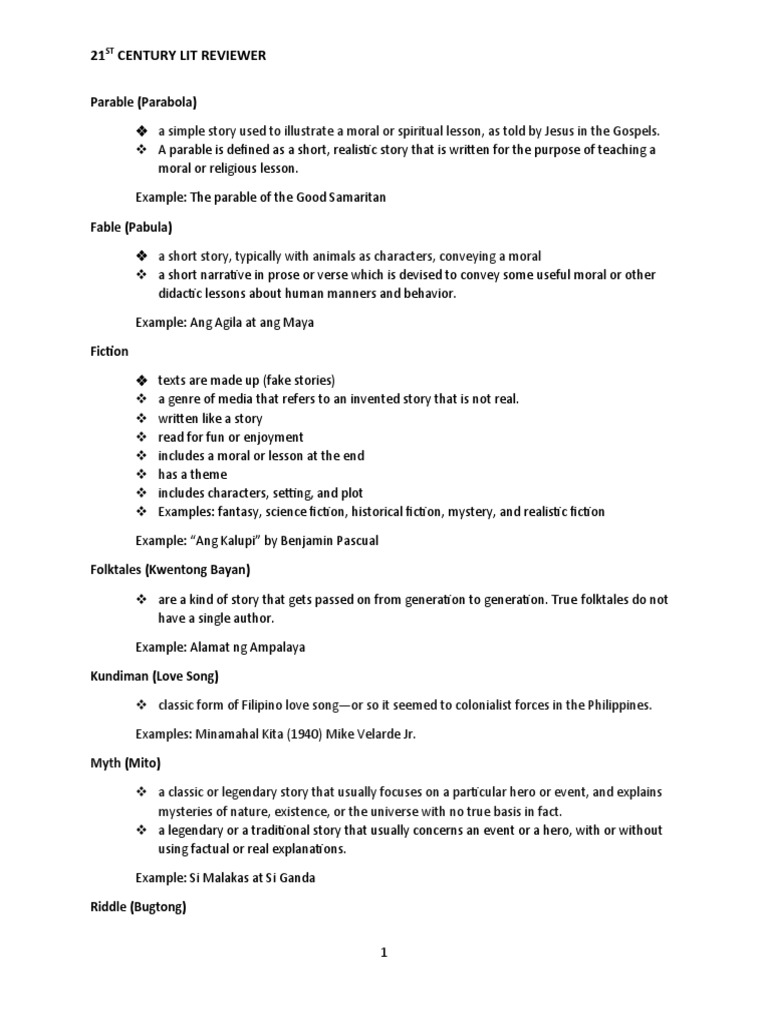 21st Century Lit Reviewer | PDF | Parable | Imagination 21st Century Lit Reviewer | PDF | Parable | Imagination