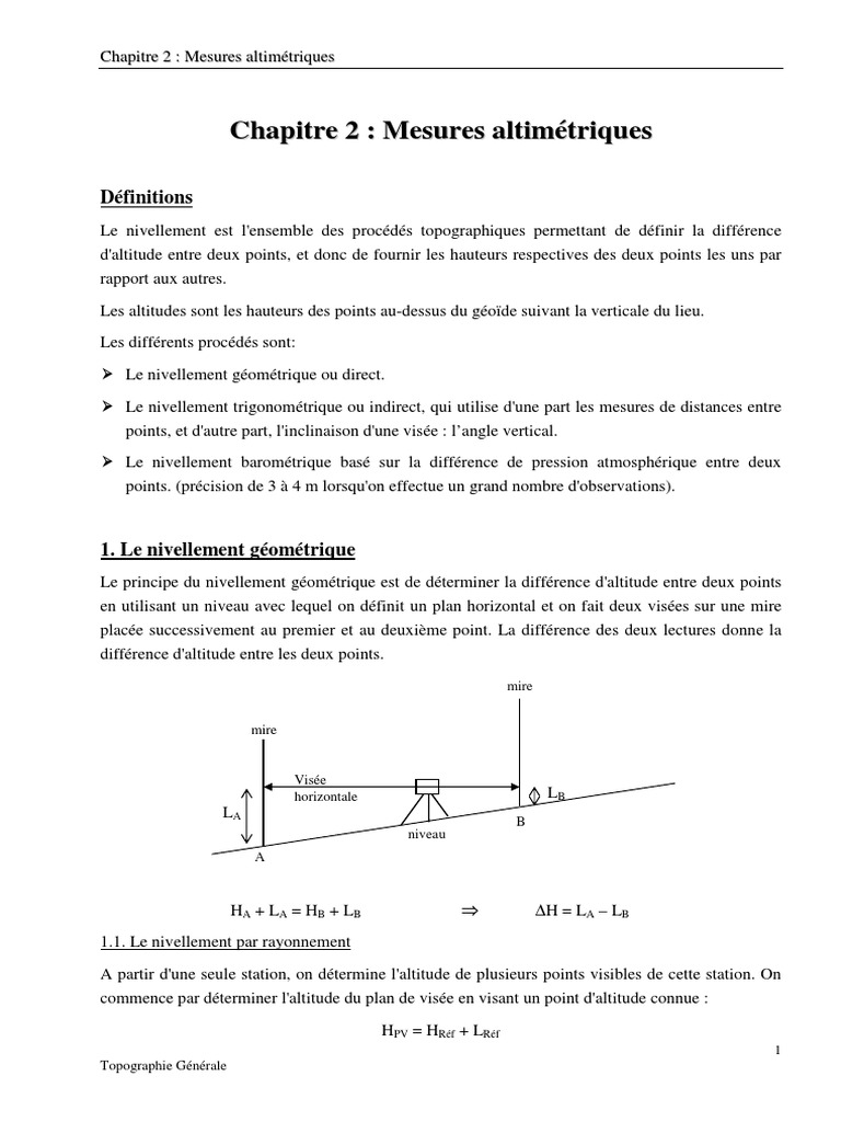 Nivellement topographique et méthodes | PDF | Altitude | Mesure géométrique