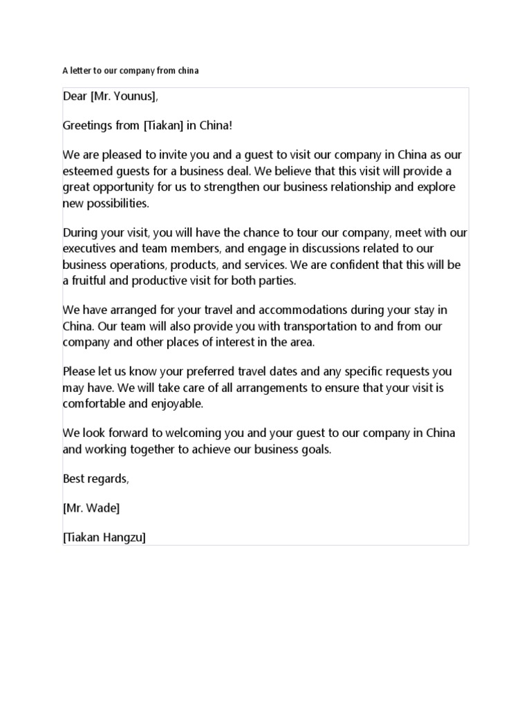 Invitation Letter For China | PDF | International Relations