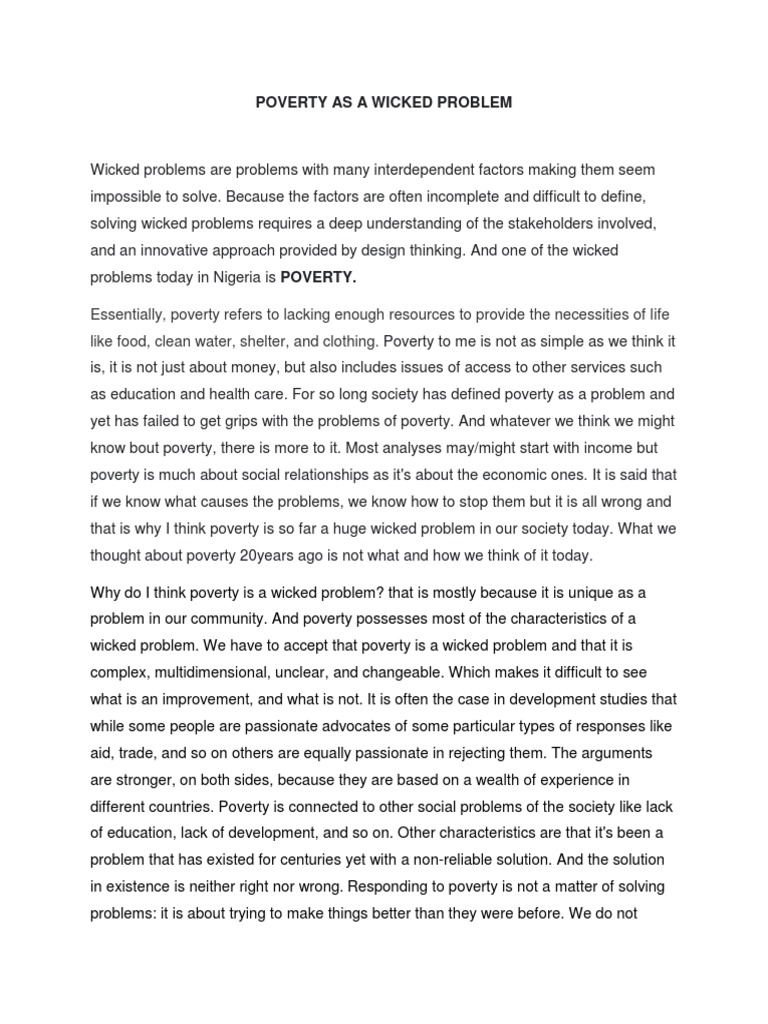 Wicked Problem. | Download Free PDF | Poverty | Poverty & Homelessness