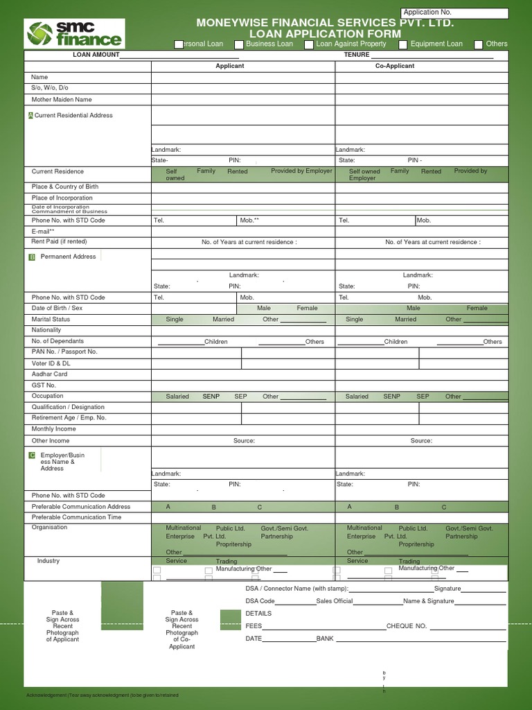 Moneywise Financial Services Loan Application Form | PDF | Loans | Banks