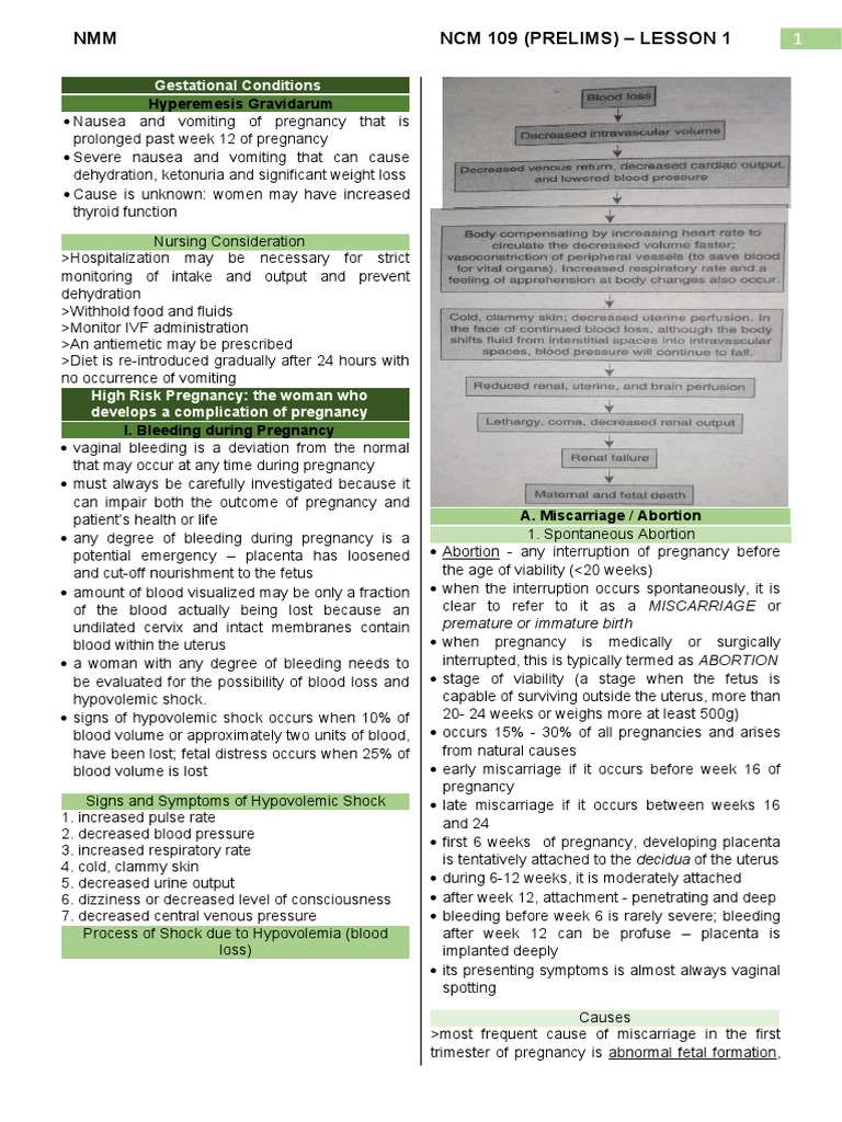 NCM 109 (PRELIMS) - Lesson 3 | Download Free PDF | Miscarriage | Pregnancy
