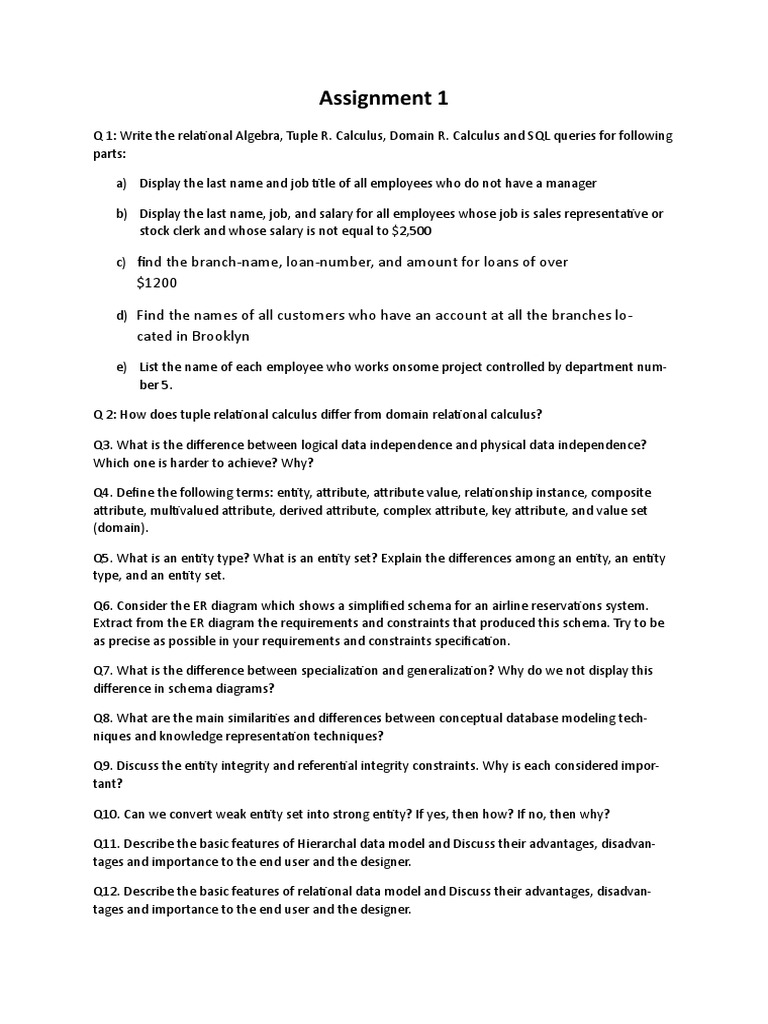 Assignment 1 Dbms | PDF | Databases | Relational Model Assignment 1 Dbms | PDF | Databases | Relational Model
