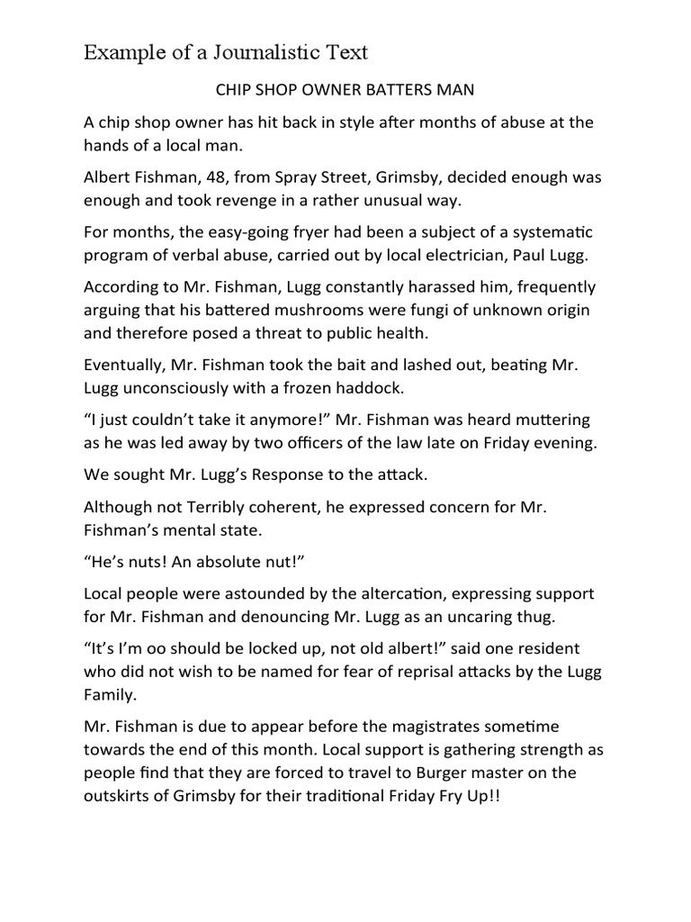 Journalistic Text Example PDF