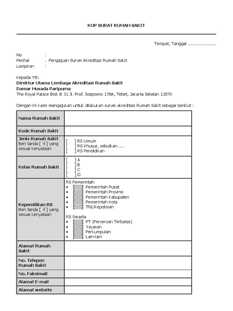 Surat Pengajuan Survei Akreditasi LARS DHP | PDF