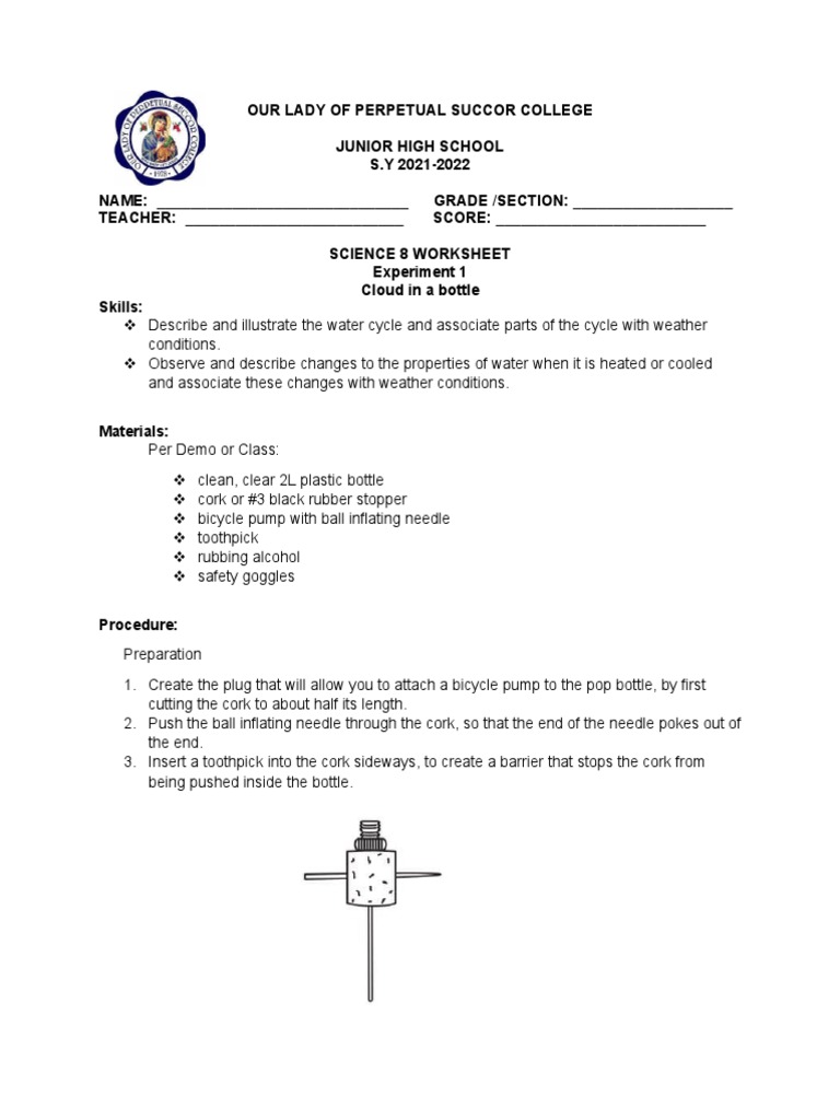 Cloud in A Bottle - Exp 1 - Earthsci | PDF | Applied And ...