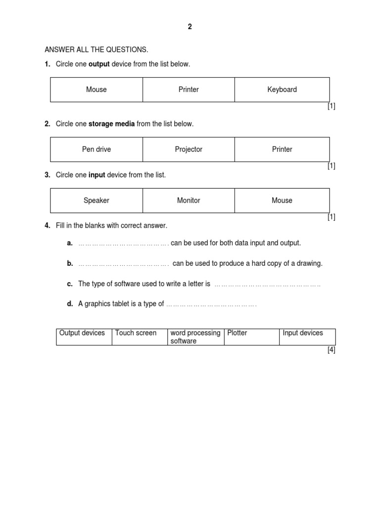 Grade 5 - Ict - P1 - 2022 - Term2 | PDF | Input/Output | Image Scanner